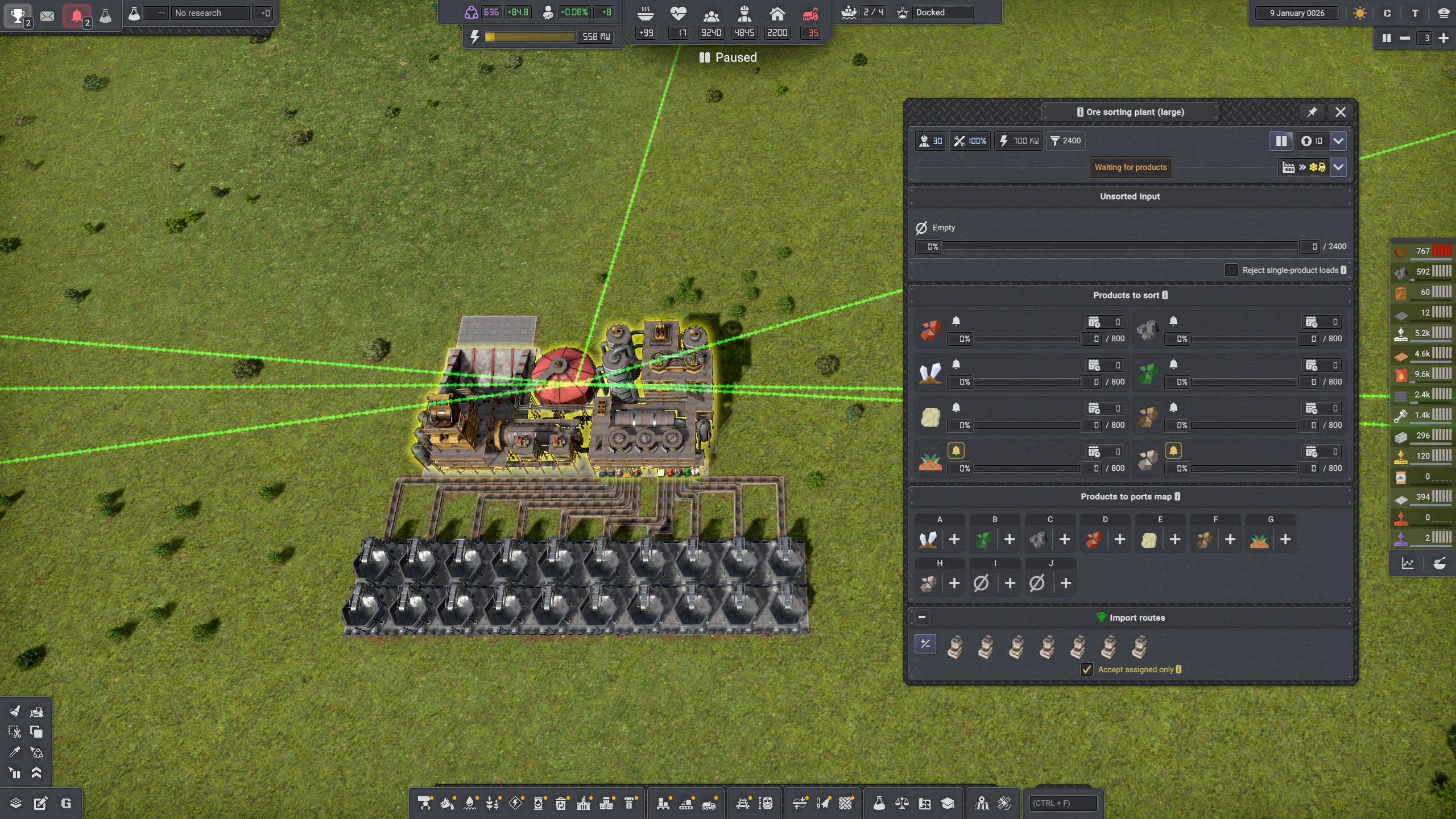 Large ore sorting plant has 10 outputs but only 8 items can be sorted ...