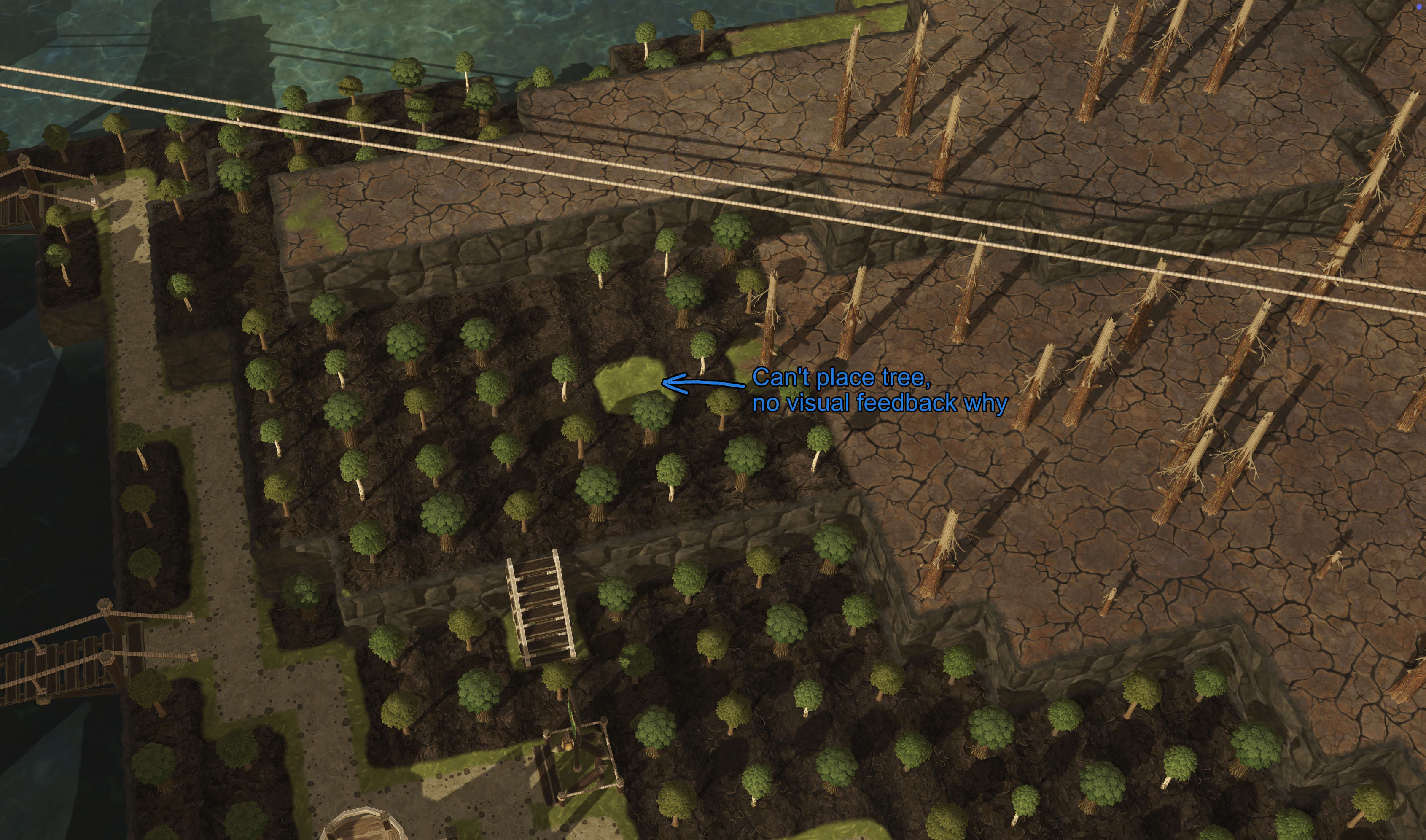 Visually indicate when trees can't be placed due to an obstruction ...