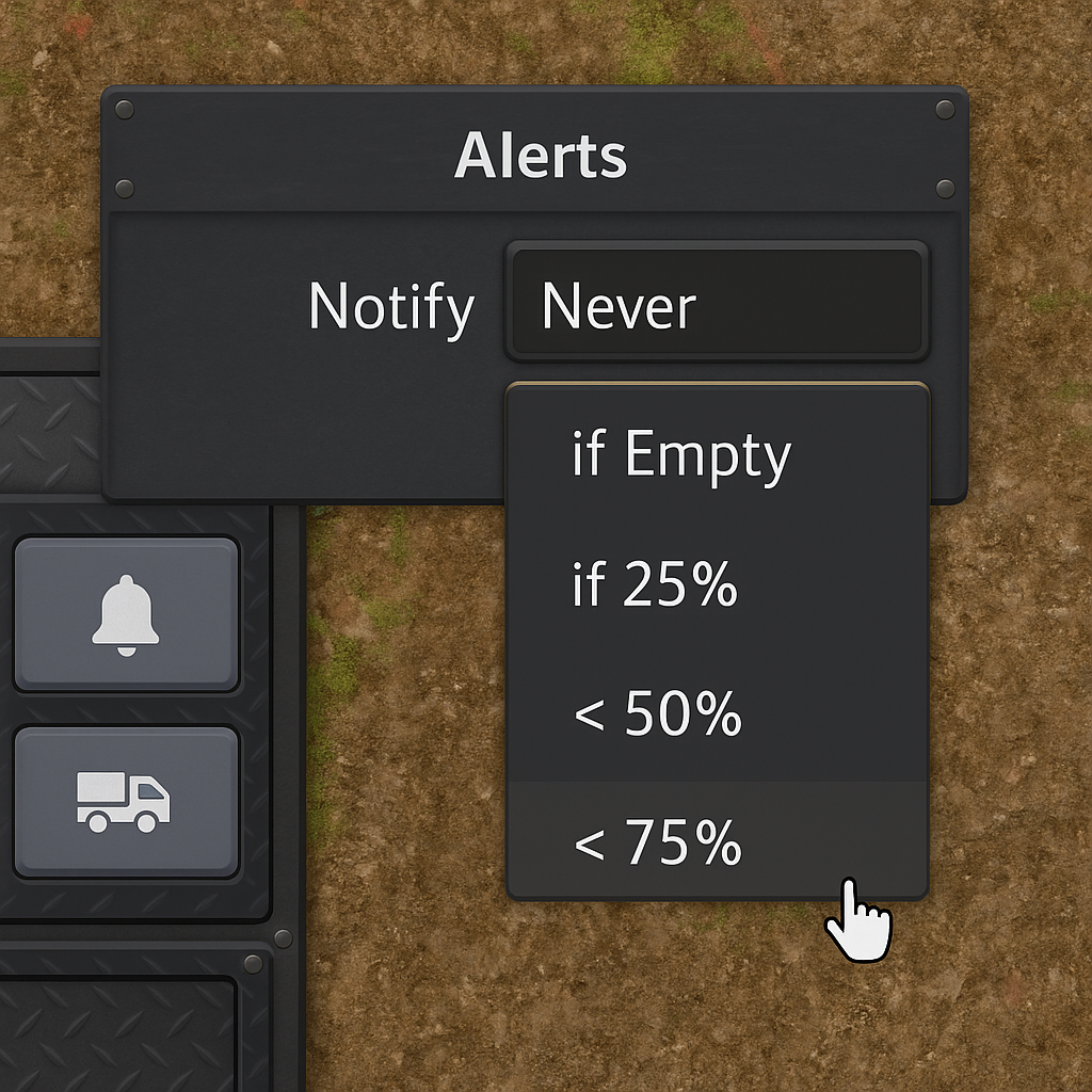 Storage notification checkbox / combobox improvement - Captain of Industry