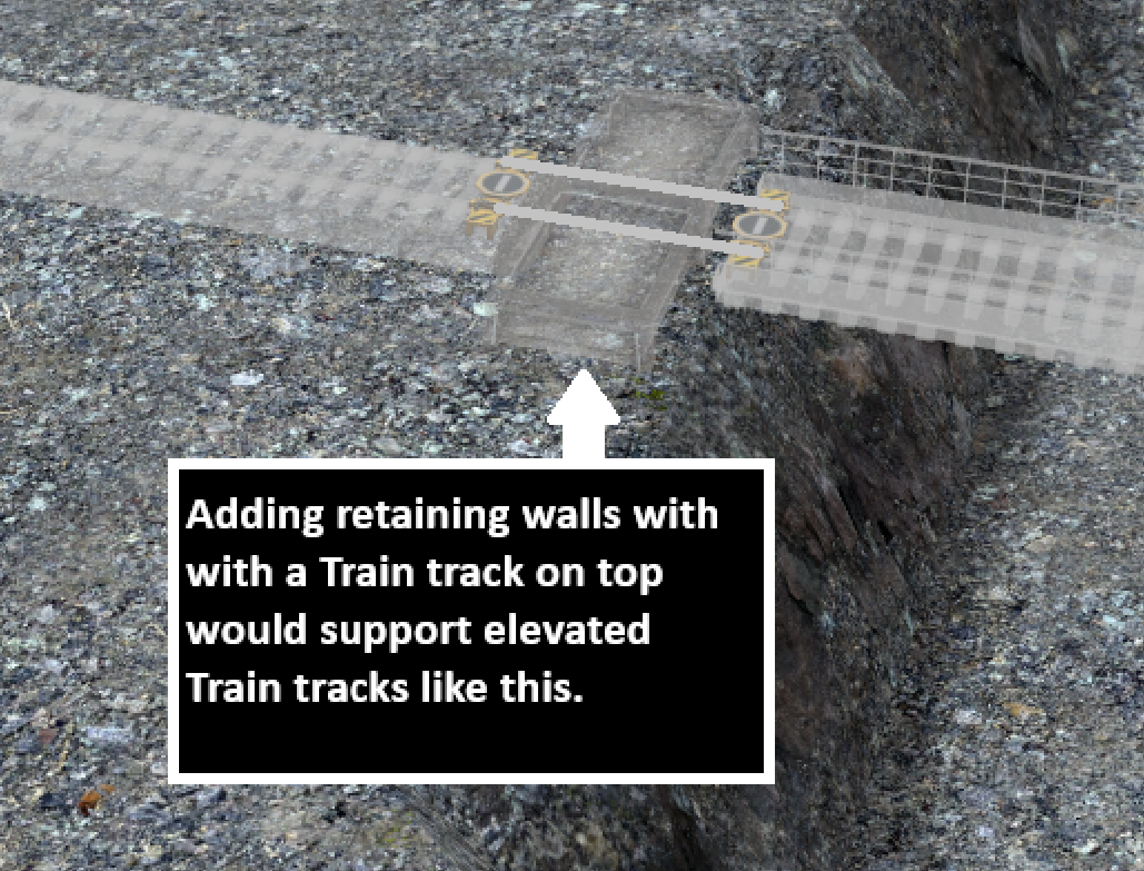 Retaining walls with traintrack section on top - Captain of Industry