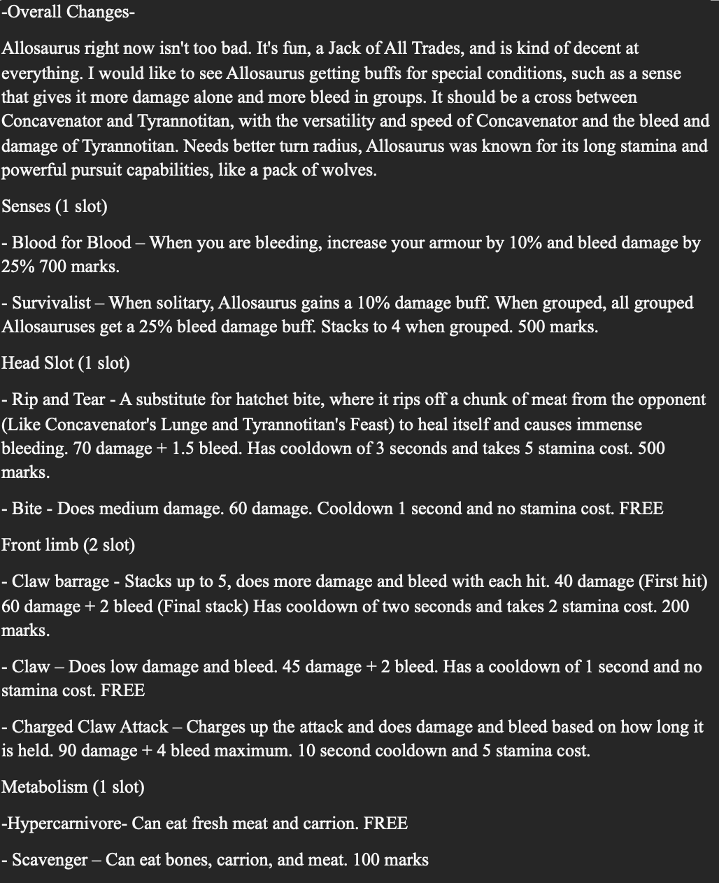 Allosaurus TLC Suggestions - Model and Ability Rework - Path of Titans