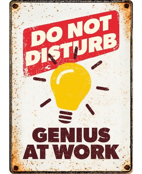 Metallskilt Do Not Disturb Genius At Work 21x14,8cm Velkommen