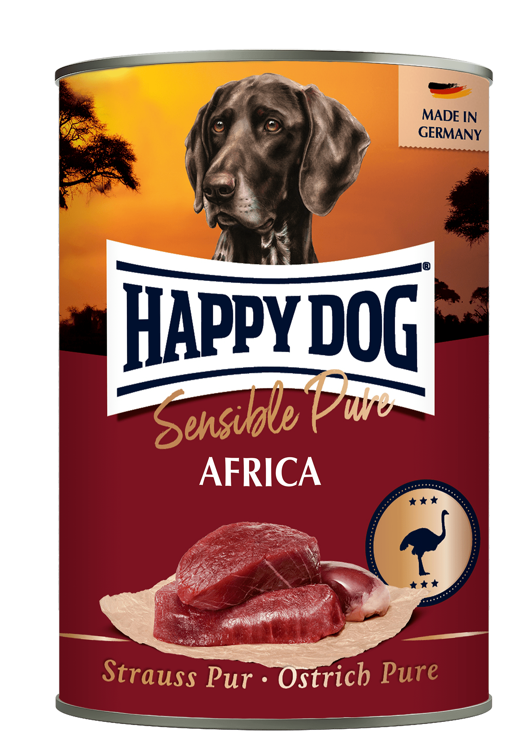 Happy Dog Boksemat Sensible Pure Africa M/Struts 400g Velkommen