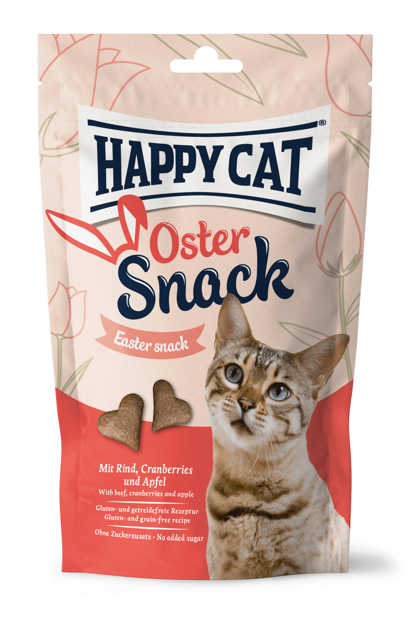 Happy Cat Påskesnacks Katt M/Oksekjøtt, Tranebær & Eple 70g Velkommen