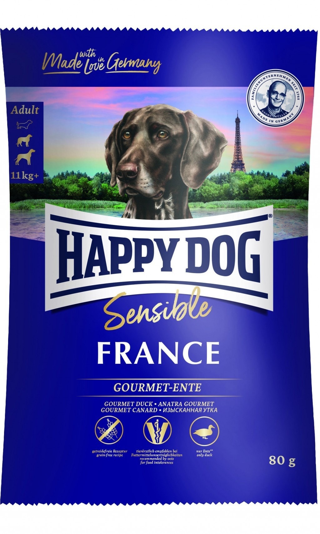 Prøve Happy Dog Sensible France M/And og Potet 80g Febo Norge