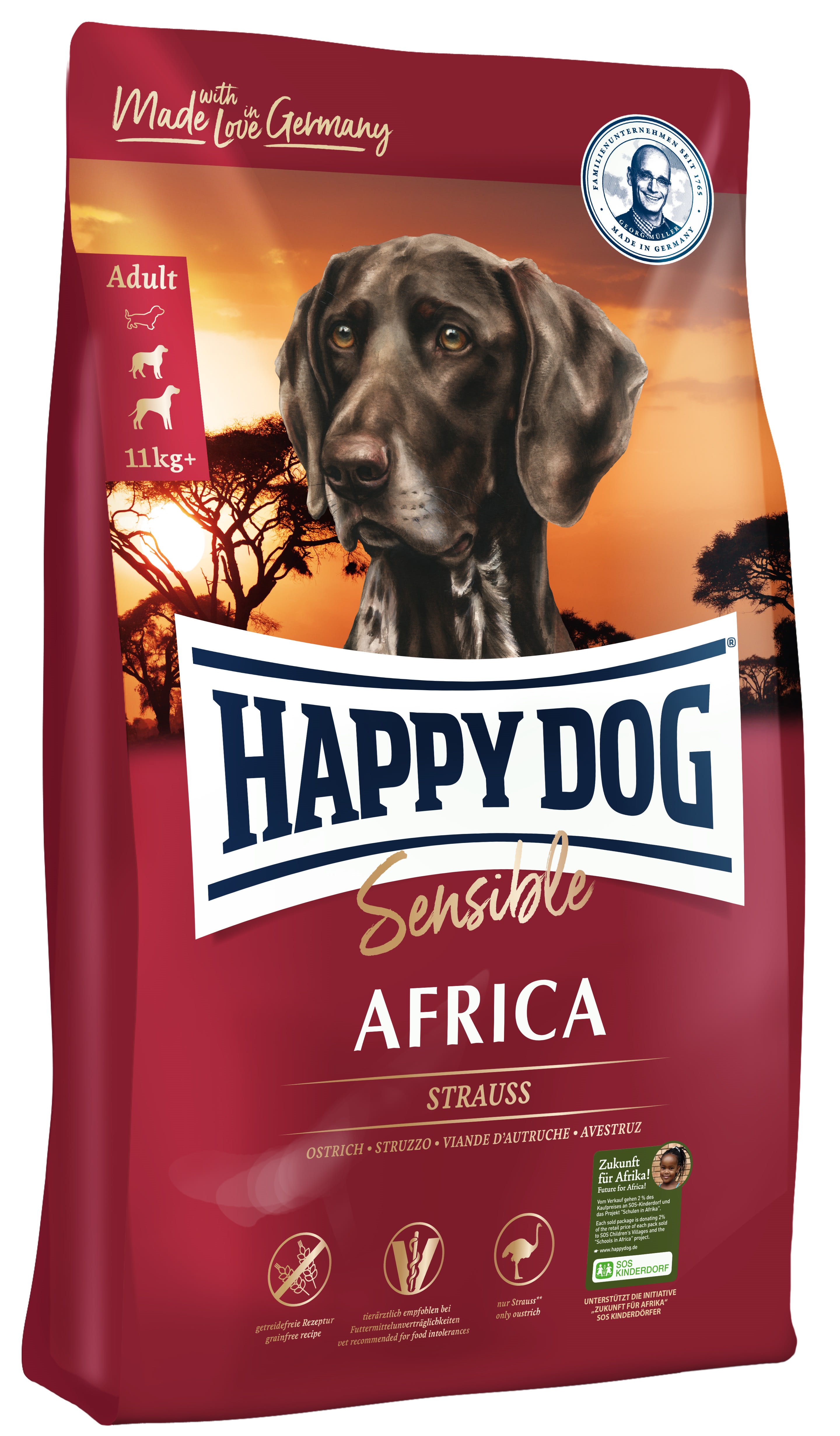 Happy Dog Sensible Africa 12,5Kg M/Afrikansk Struts Febo Norge