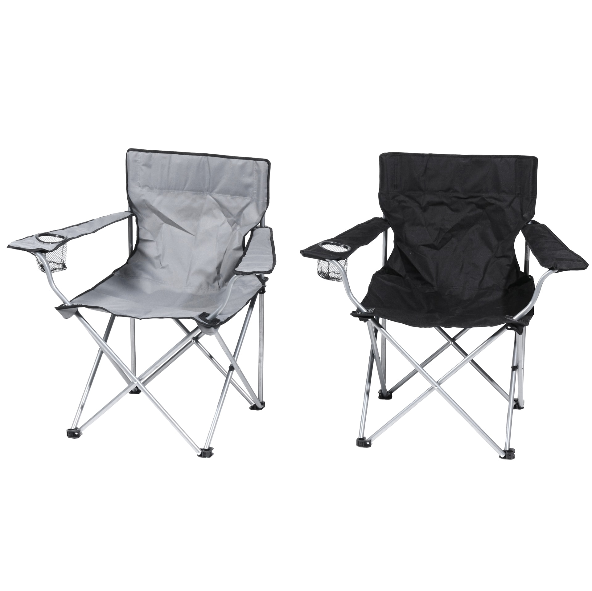 Stol med koppholder sammenleggbar sort/grå Festival.no