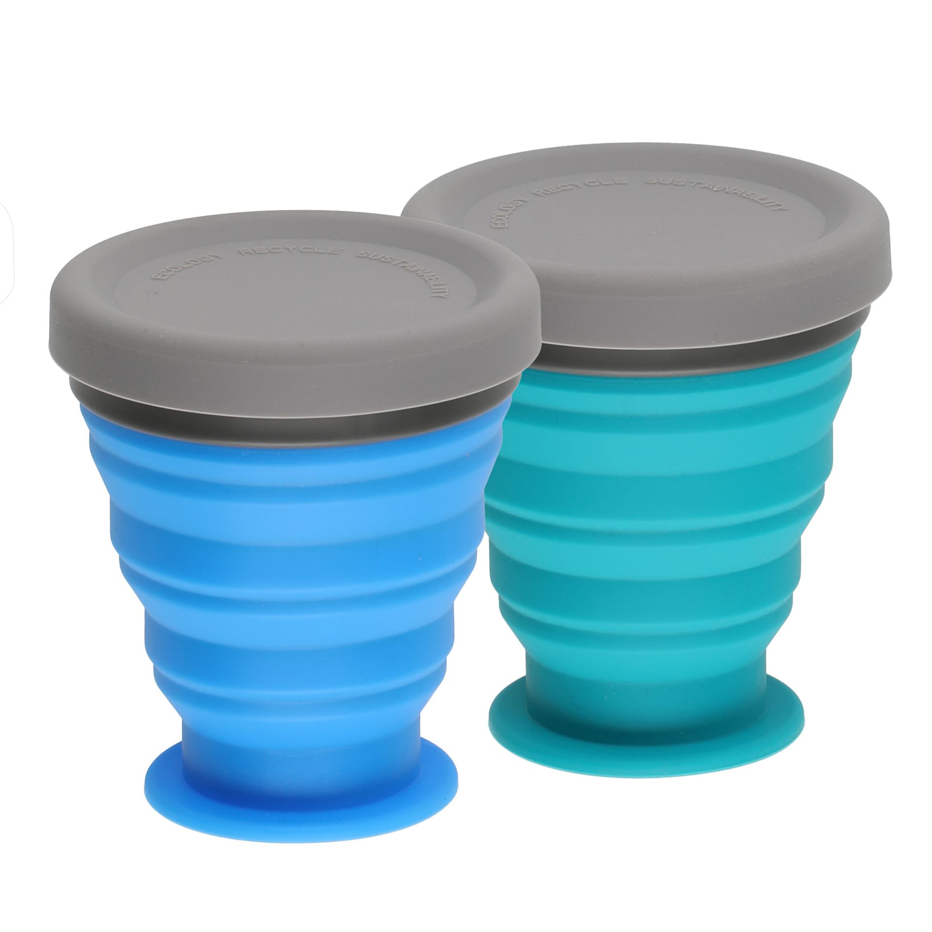 Kopp sammenleggbar 2-pk blå grønn 9,5x8,5x1,7cm Festival.no