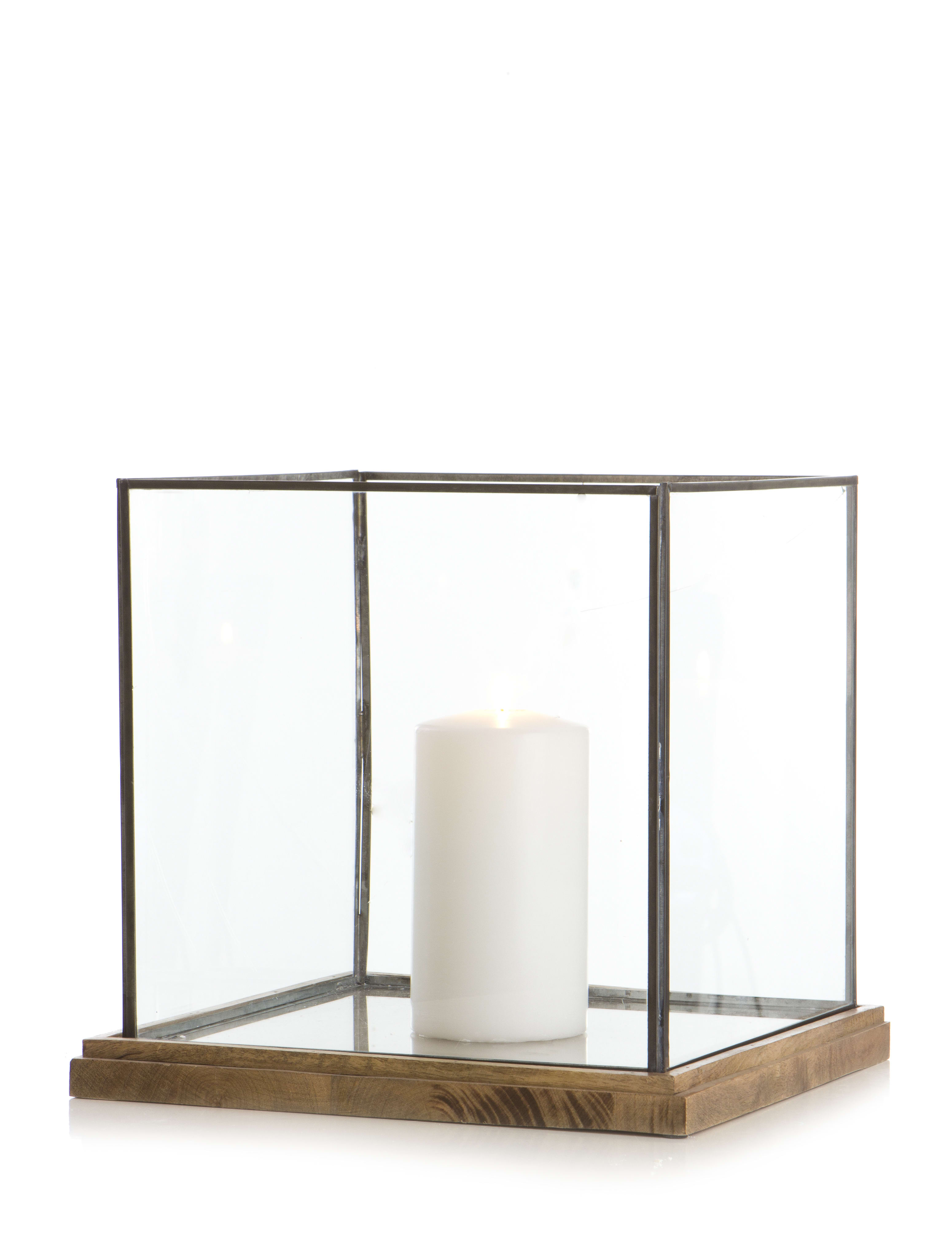 Lykt Fredrikke glass/tre H:31 B:32 D:32 Madame Festival.no