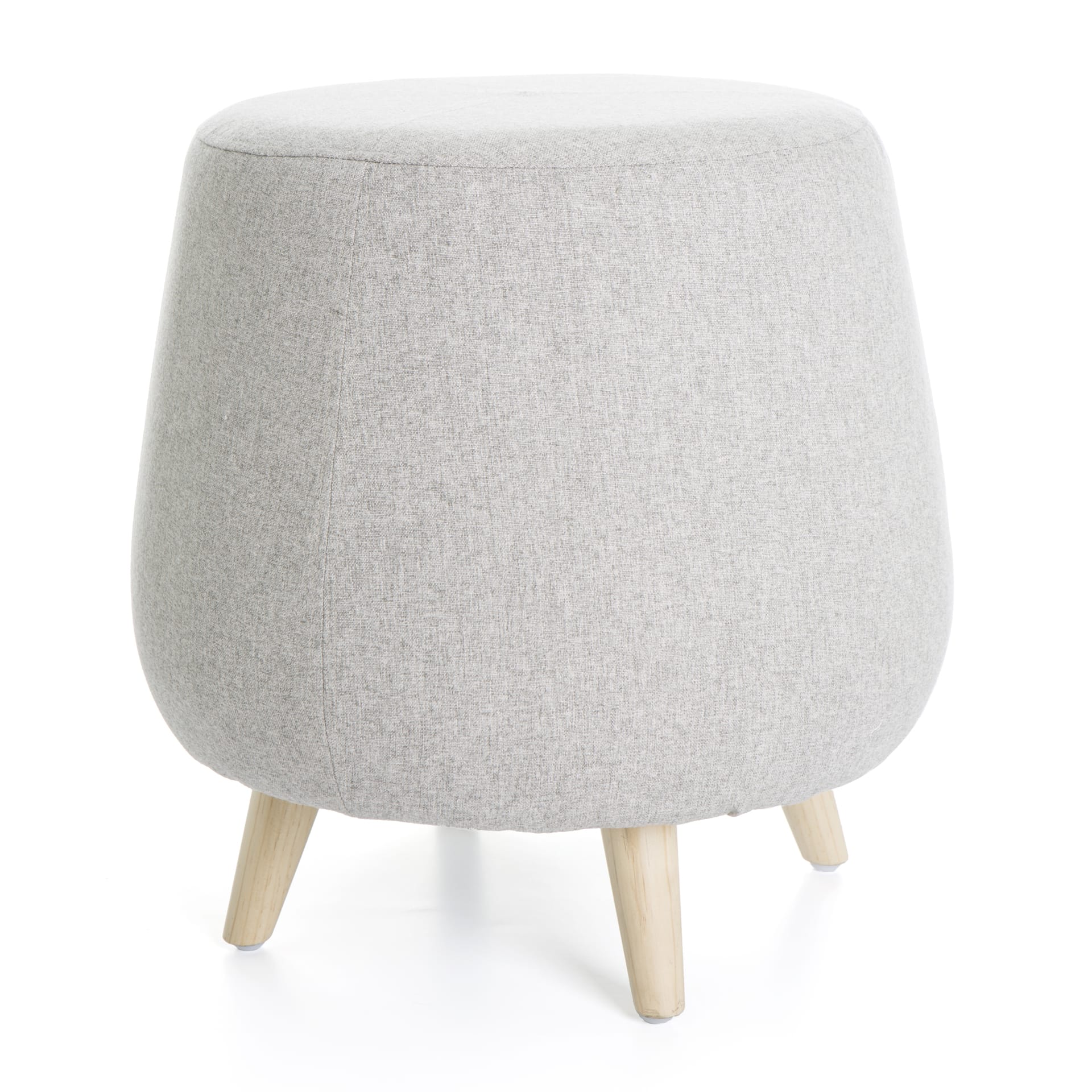 Puff rund lys grå stikninger H:46 cm Festival.no