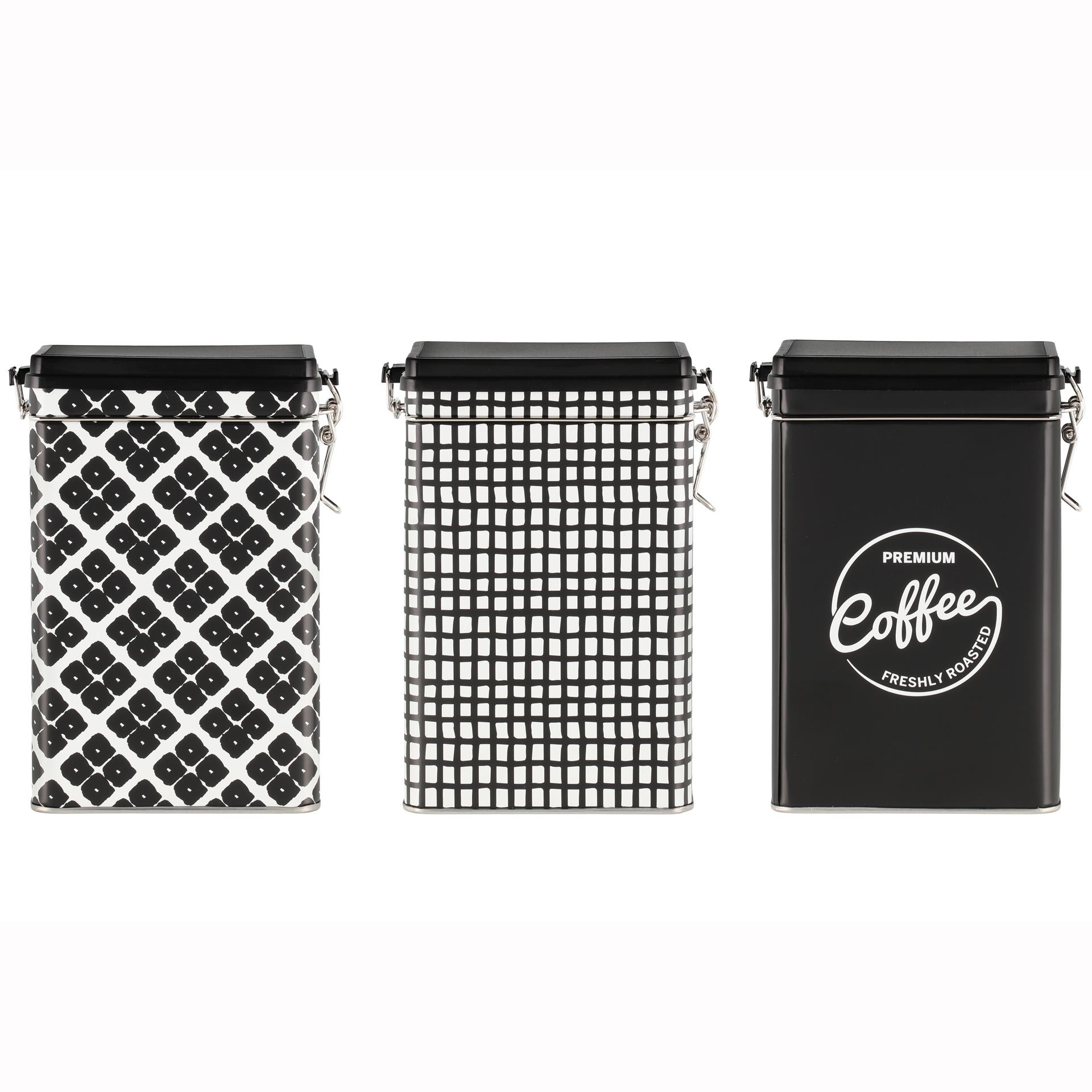 Oppbevaringsboks kaffe assortert sort hvit 14,5x8x19,5cm Festival.no