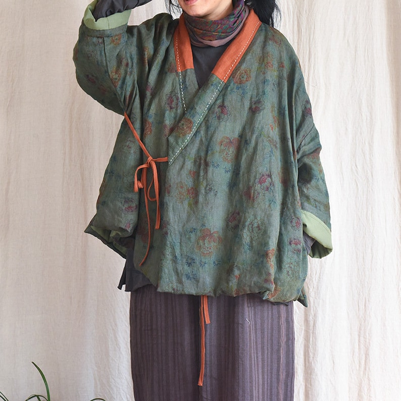 Very Goods | 100 Percent Linen Cotton Women Quilted Chinese Jacket With ...