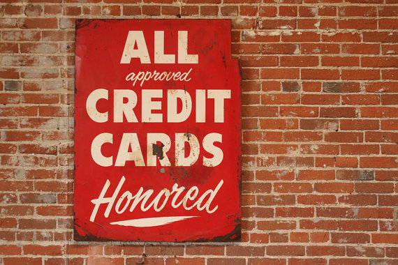 Very Goods | Vintage Credit Cards Honored Metal Sign