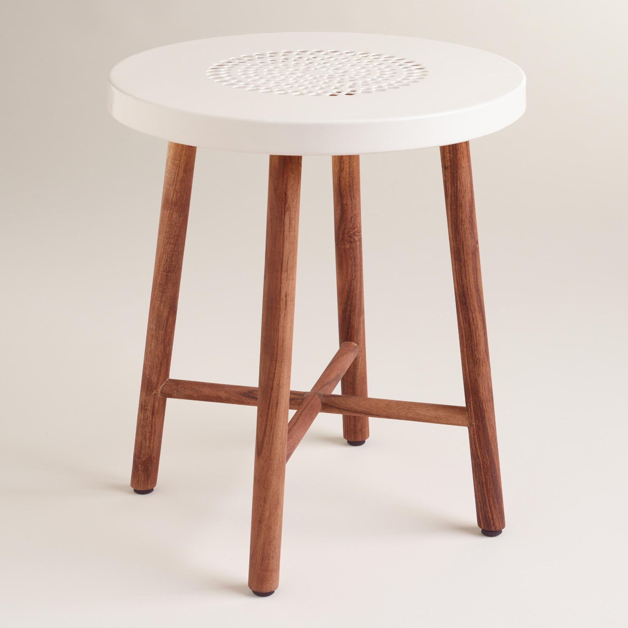 Very Goods | White Metal and Wood Tristan Stool | World Market