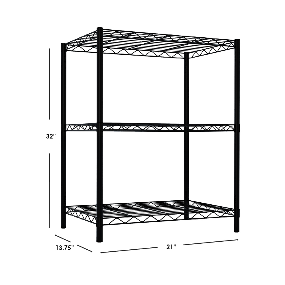 Home Basics Metal 3 Tier Wire Shelf, Black (3 Pack) - Walmart.com