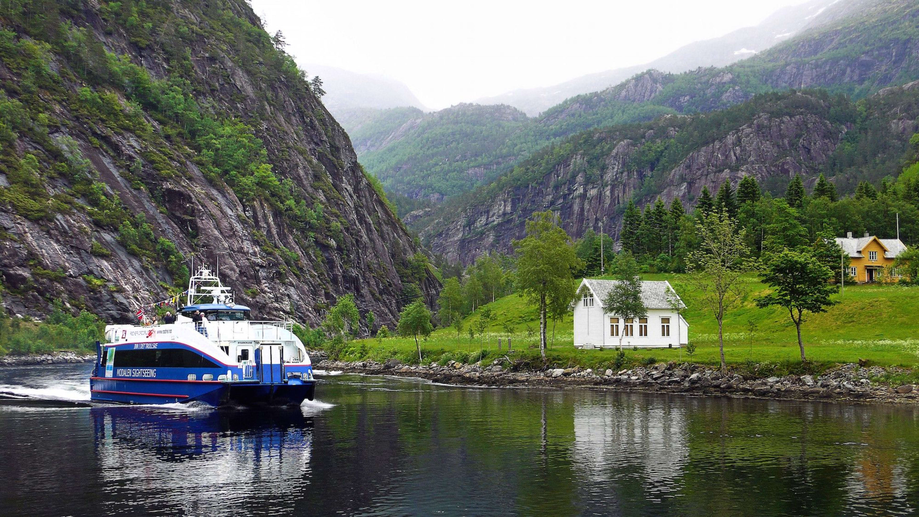 Fjord cruise from Bergen, Norway - spectacular waterfalls