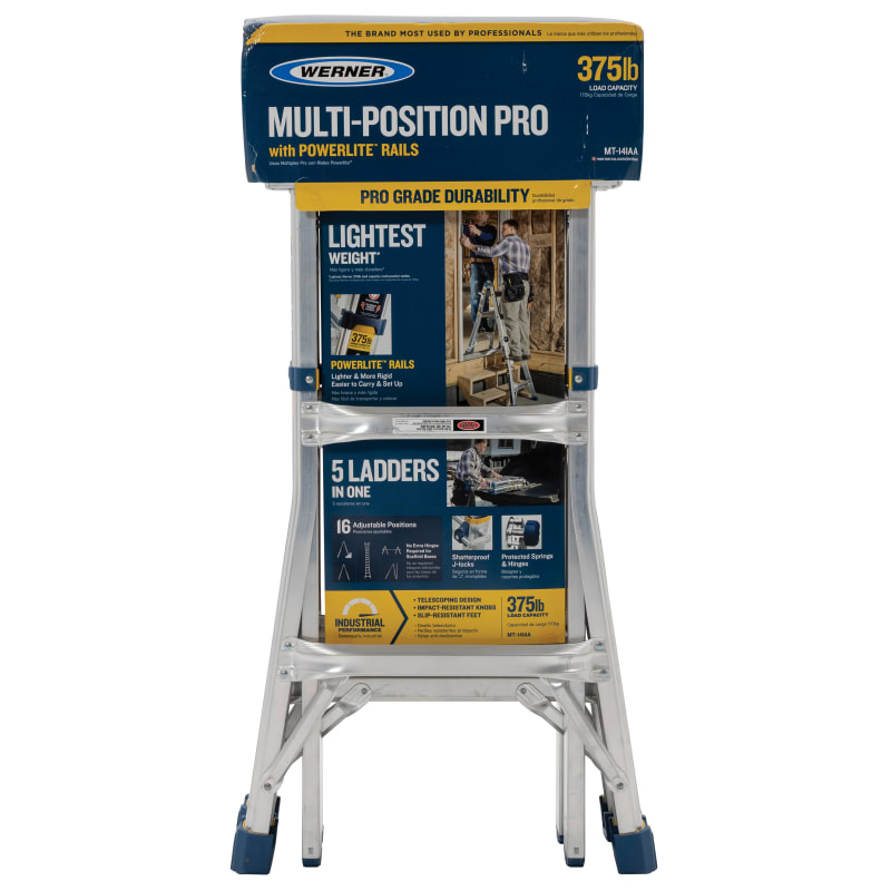 Werner 19 Aluminum Multi-Position Telescoping Ladder With 300 Load ...