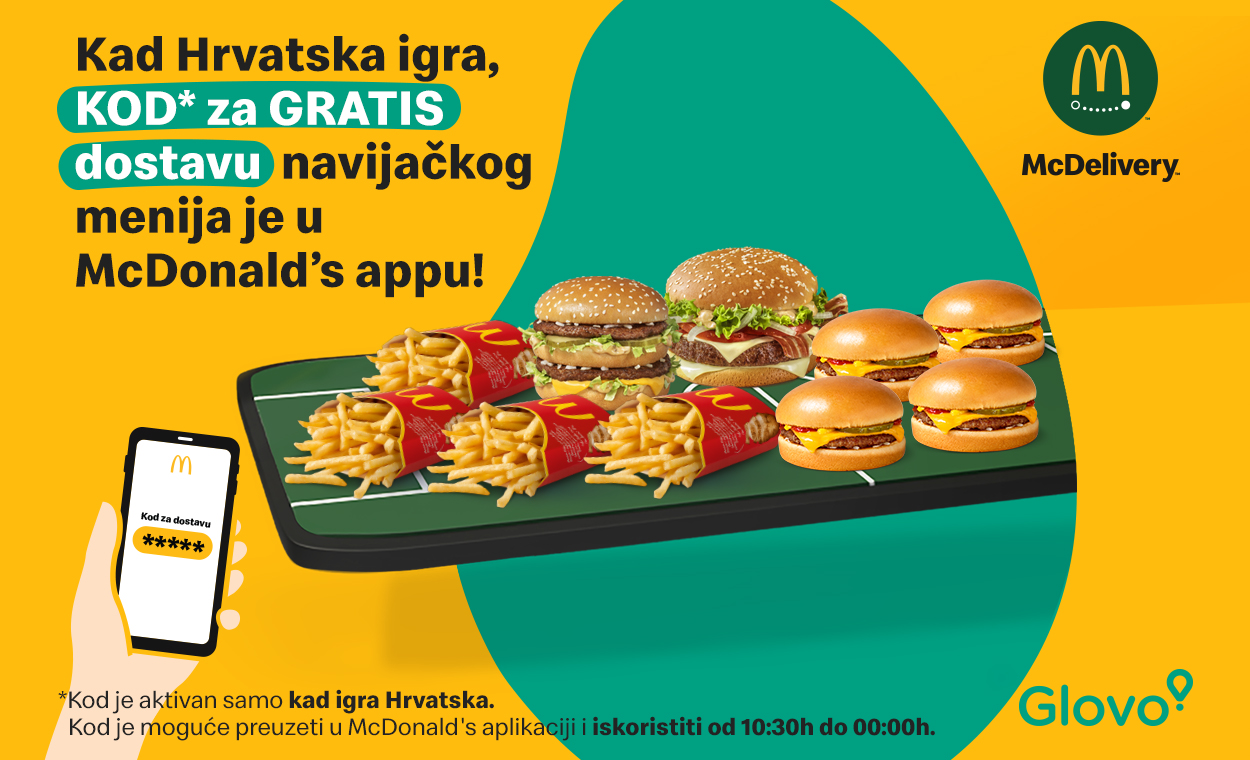Srce je na terenu, a KOD za gratis dostavu navijačkog menija u McDonald ...