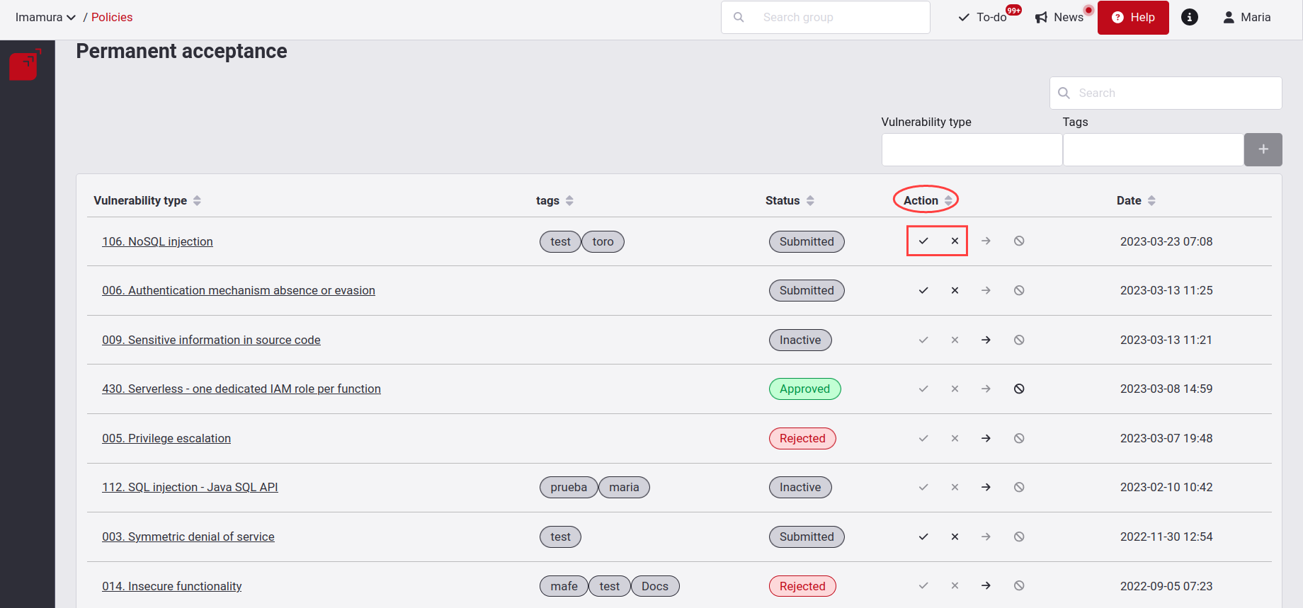Accept vulnerabilities | Fluid Attacks Help