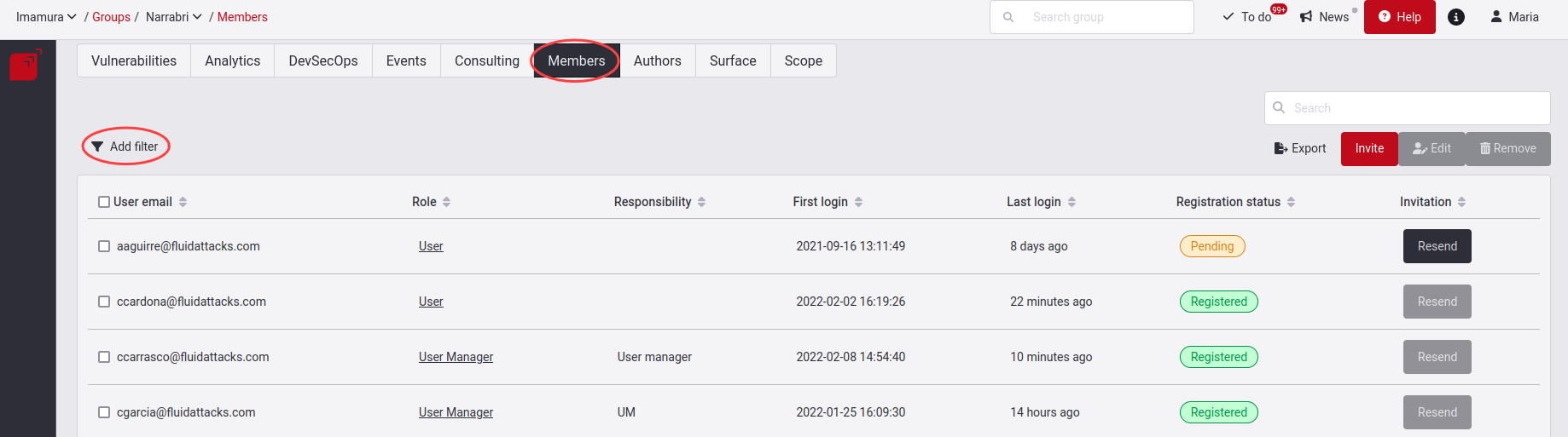 Manage members | Fluid Attacks Help