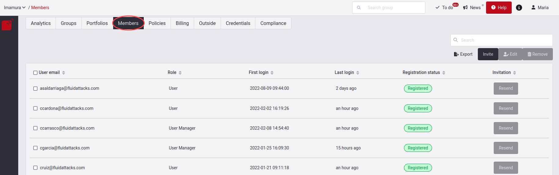 Manage members | Fluid Attacks Help