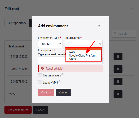 Find the option for cloud integrations | Fluid Attacks Help