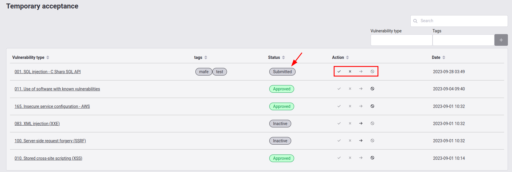 Accept vulnerabilities | Fluid Attacks Help