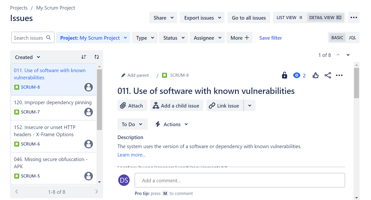 Request reattacks from Jira issues | Fluid Attacks
