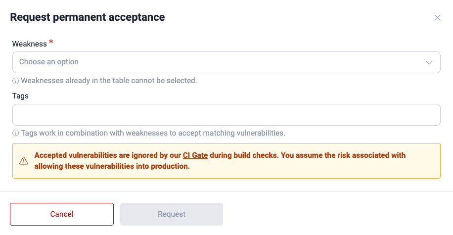 Accept vulnerabilities | Fluid Attacks Help
