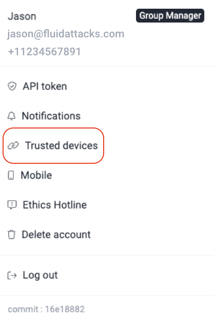 Explore the user menu | Fluid Attacks Help