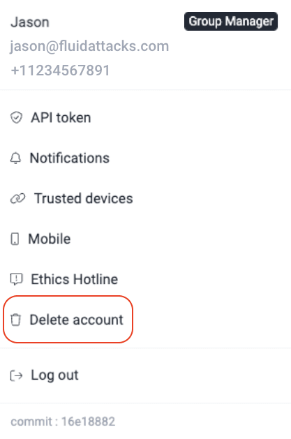 Explore the user menu | Fluid Attacks Help