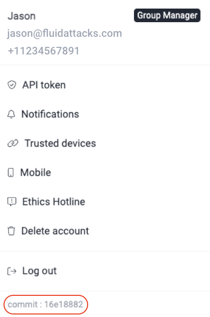 Explore the user menu | Fluid Attacks Help