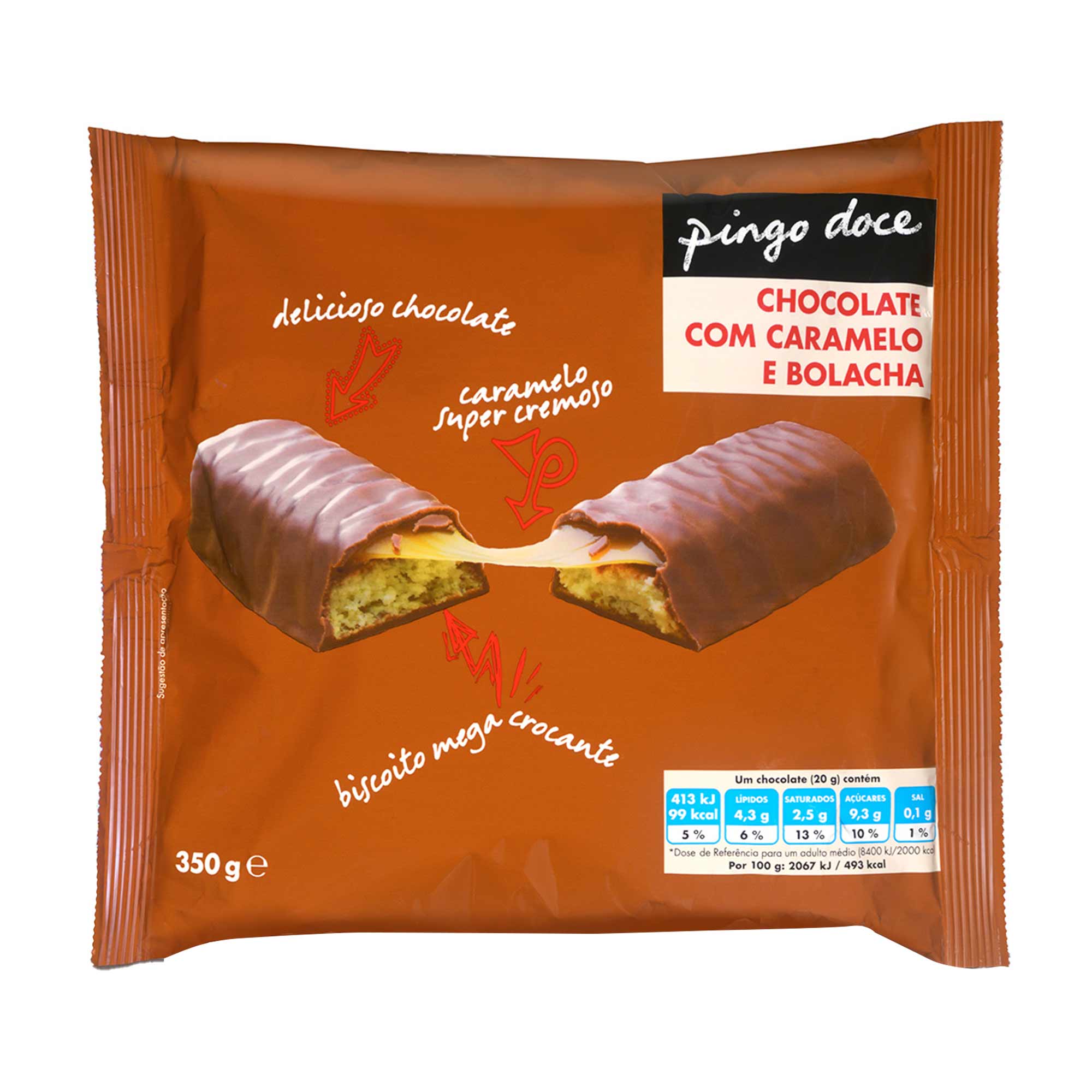 Mercadão - Pingo Doce: Chocolate com Caramelo e Bolacha Pingo Doce Mercadão - Pingo Doce: Chocolate com Caramelo e Bolacha Pingo Doce