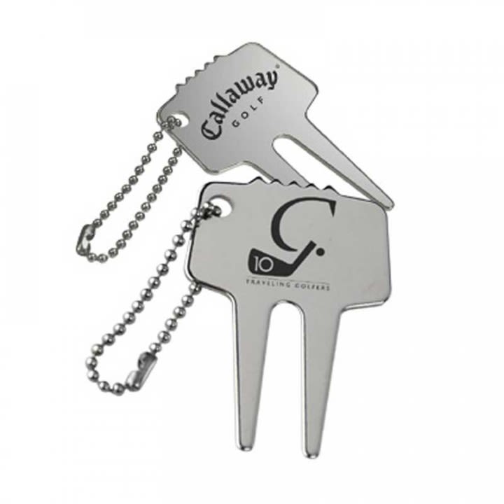 Steel Divot Tool with Chain- Imprinted Logo | Promotional Divot Tool