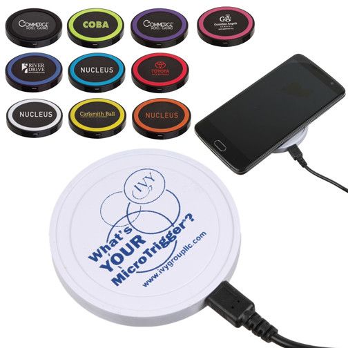 Logo Printed Round Wireless Charging Pad | Custom Tech Gifts