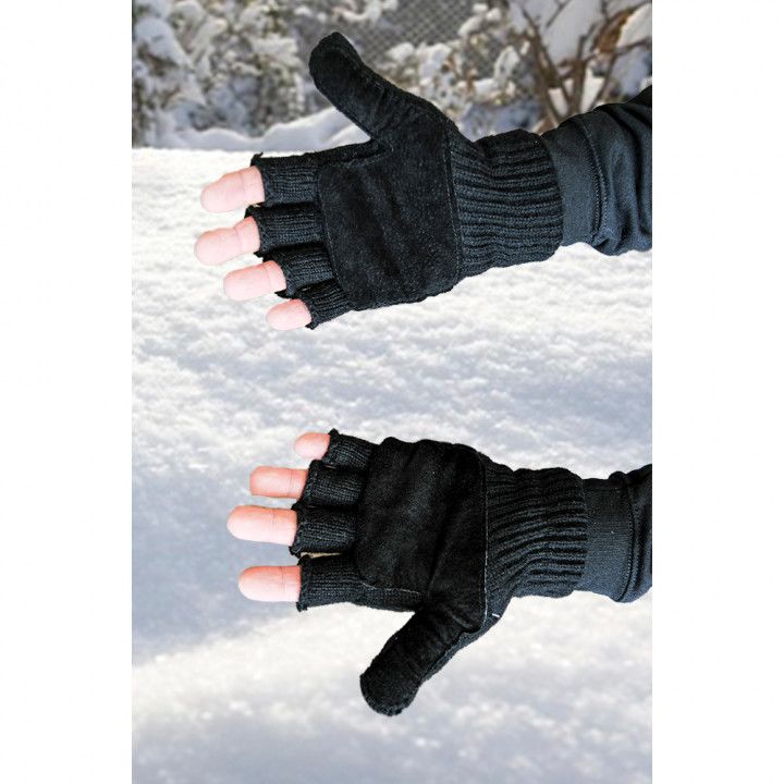 Custom Imprinted Black Glomitt Flip Mittens | Promotional Gloves