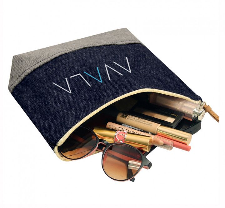 Imprinted Denim Momo Zipper Pouch | Custom Travel Amenities