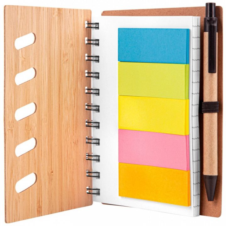 Logo Bamboo Notebook with Pen and Sticky Notes | Custom Journals