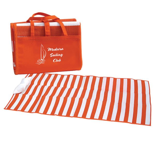 Custom Beach Mats with Your Logo | Cabana Style Beach Mat with Pillow