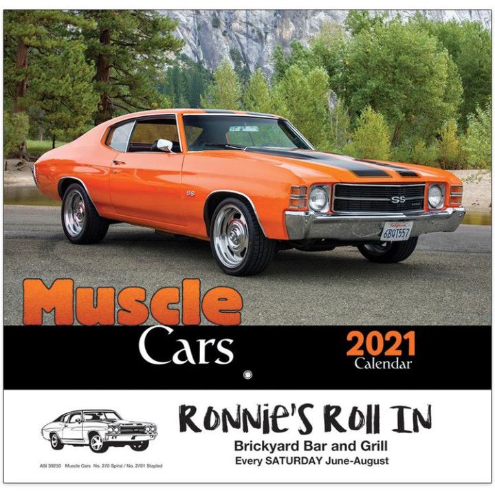 Promotional Muscle Car Wall Calendar - Stapled | Branded Calendars