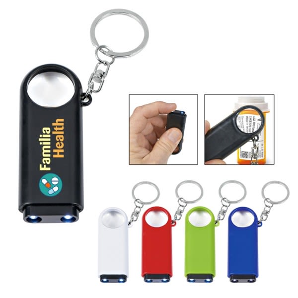 Magnifier and LED Light Key Chain with Imprint | Custom Magnifier
