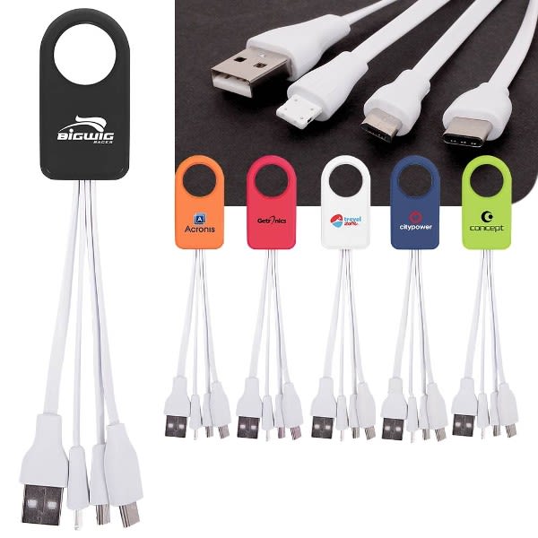 Imprinted Power-Up Squid 3 in 1 Charging Cable | Custom Phone Cord