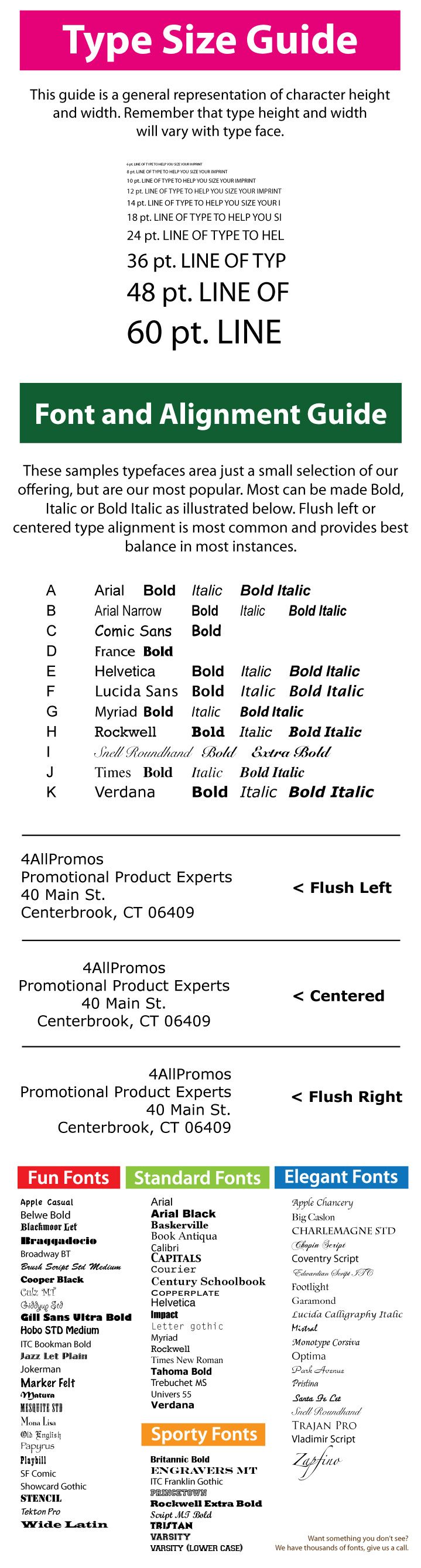 Type Size Guide | 4AllPromos