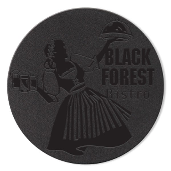 Custom Black Debossed Leather Coasters | Custom Promotional Coasters