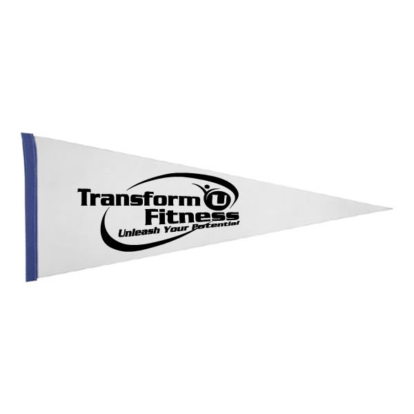 Huge White Custom Felt Pennant With Color Strip | Promotional Pennant