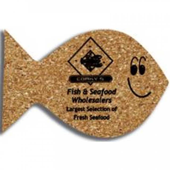Fish Shaped Coaster with Custom Logo | Custom King Size Cork Coaster