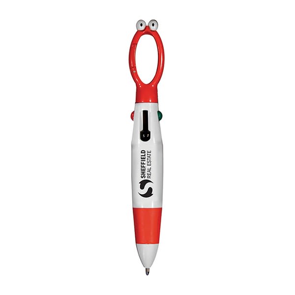 Personalized Click Pens with Carabiners | Googly-Eyed 4 Color Pen