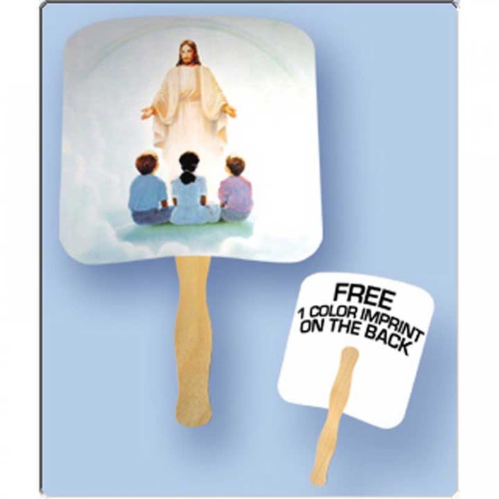 Religious Custom Hand Fan - Jesus and Children | 4AllPromos