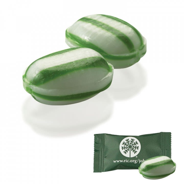 Custom Green Striped Spearmint Mega Mints | Logo Mints