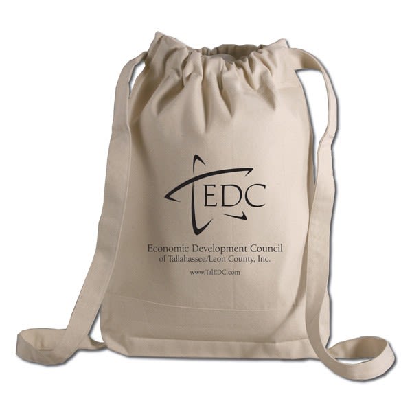 Canvas Drawstring Backpack Imprinted | Promotional Drawstring Bag